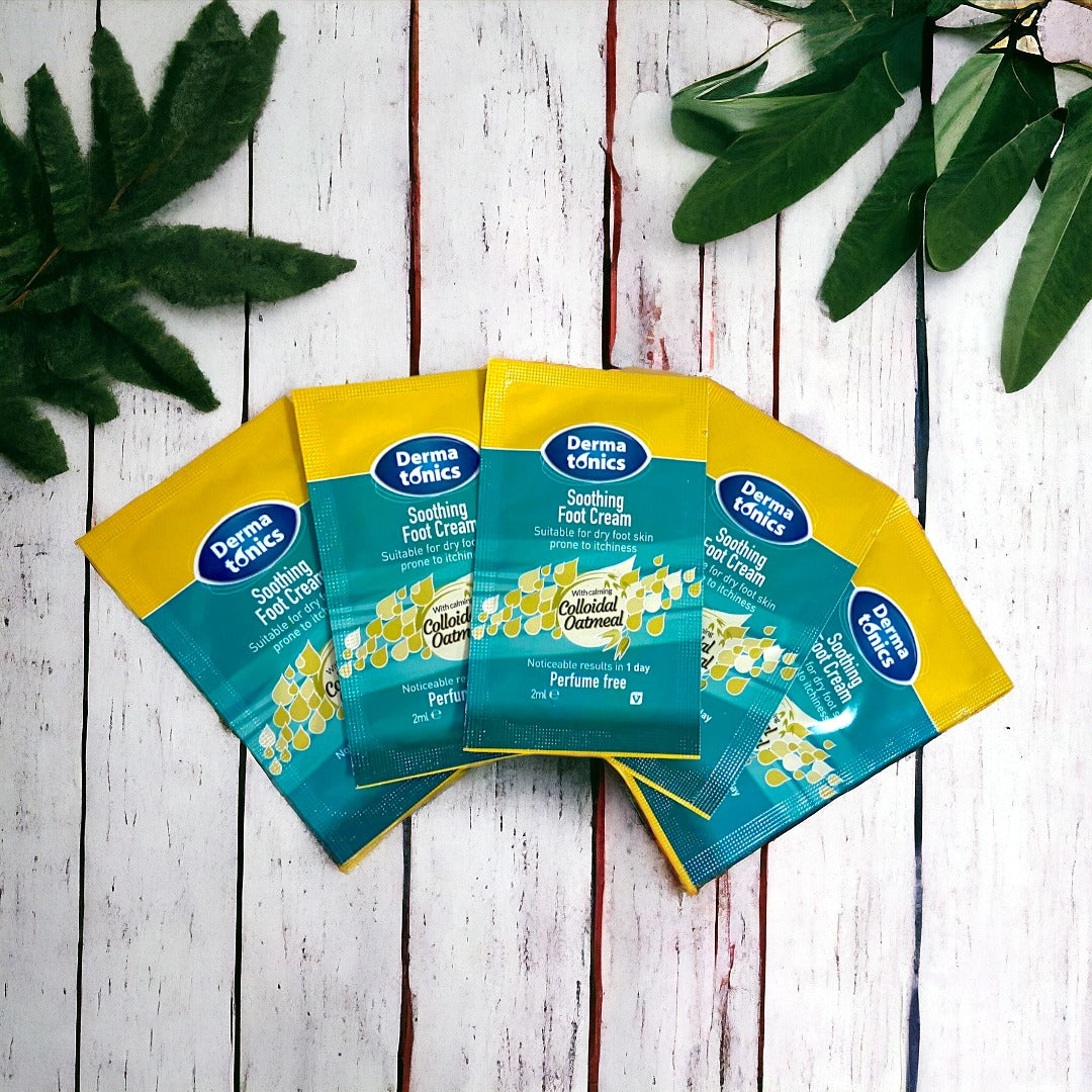 100 x Natural Care Soothing Foot Cream Sample Sachet 2ml – Dermatonics